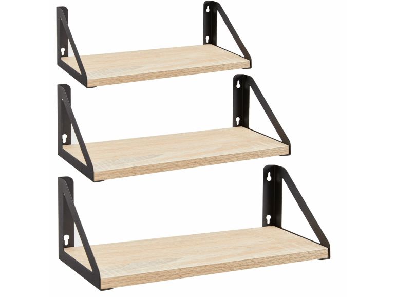 Set van 3 wandplanken - 30/35/40x12x11 - lichte eik | Acaza