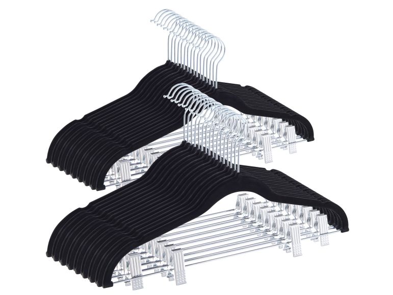 ACAZA set van 20 fluwelen Kledinghangers met Clips, Kleerhangers met ...